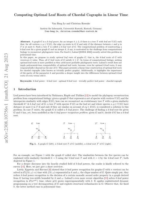 Pdf Computing Optimal Leaf Roots Of Chordal Cographs In Linear Time