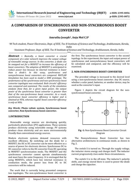 A Comparison Of Synchronous And Non Synchronous Boost Converter Pdf Gas And Electric Home
