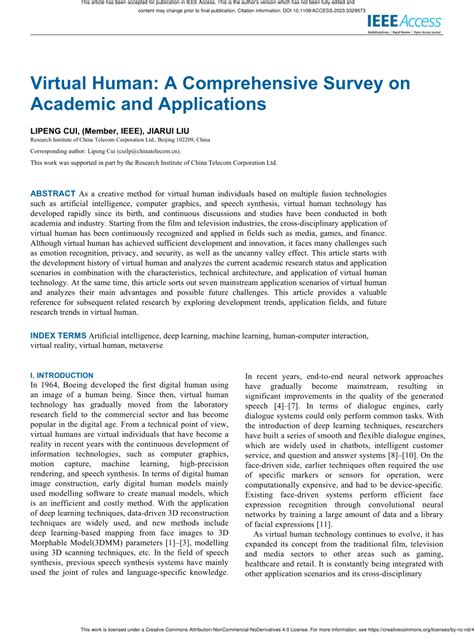 Pdf Virtual Human A Comprehensive Survey On Academic And Applications