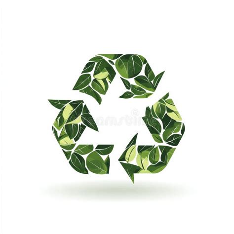 Stylized Recycling Icon Featuring Leaves And Arrows Representing Eco Friendly Practices Stock