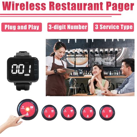 Wireless Pager Waiter Calling System 1 Watch Receiver With 5 Buttons For Restaurant Cafe Bar