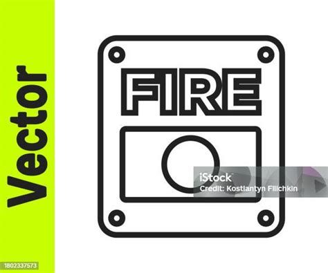 흰색 배경에 격리 된 검은 줄 화재 경보 시스템 아이콘 위험 화재 안전 상자를 당깁니다 벡터 건축하기에 대한 스톡 벡터 아트 및 기타 이미지 Istock