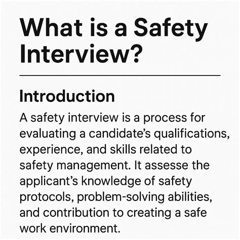 What Is A Safety Interview The Hse Coach