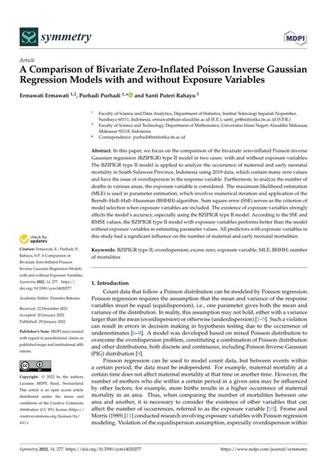 pdf a comparison of bivariate zero inflated poisson inverse gaussian