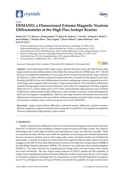 Pdf Demand A Dimensional Extreme Magnetic Neutron Diffractometer At