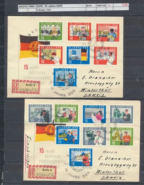 1964 Ddr 15 Jahre Ddr Fdc 2 Briefe Gebraucht In Winterthur Für Chf 6 Mit Lieferung Auf