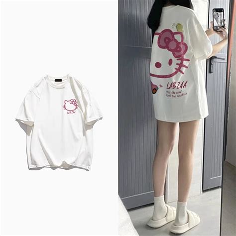 Hello Kitty Short Sleeved T Shirt Men Summer Loose Half Sleeved Niche