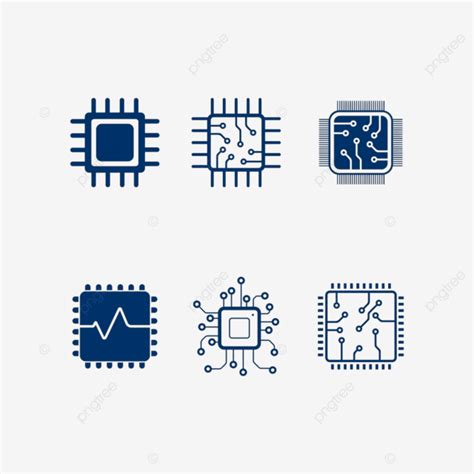 Cpu Chip Vector Hd Png Images Cpu Microprocessor And Chips Icons Set