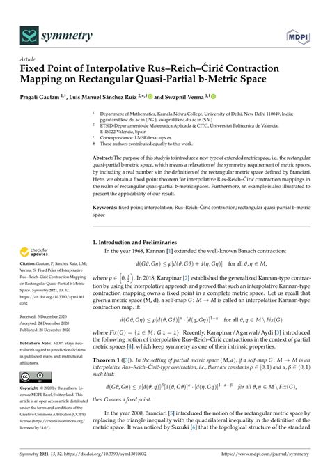 Pdf Fixed Point Of Interpolative RusreichĆirić Contraction Mapping On Rectangular Quasi