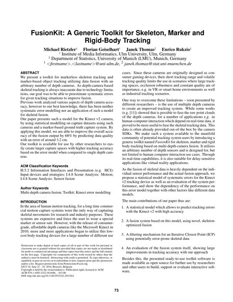 Pdf Fusionkit A Generic Toolkit For Skeleton Marker And Rigid Body