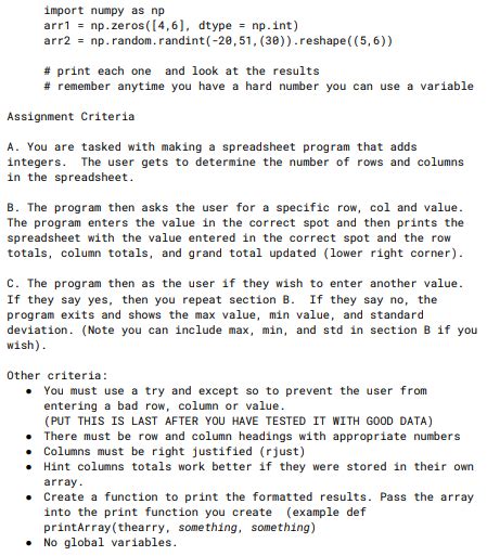 Solved Import Numpy As Np Arr Np Zeros Dtype Np Chegg