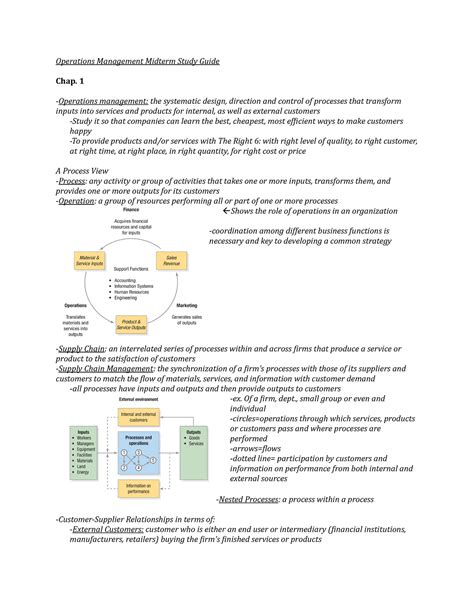 Summary Operations Management Midterm Exam Review And Notes