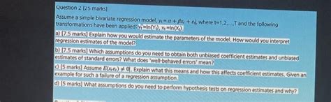 Solved Question Marks Assume A Simple Bivariate Chegg
