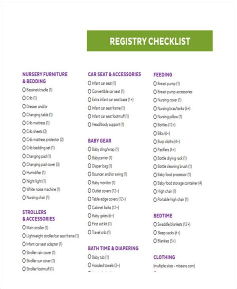 7 Registry Checklist Examples To Download