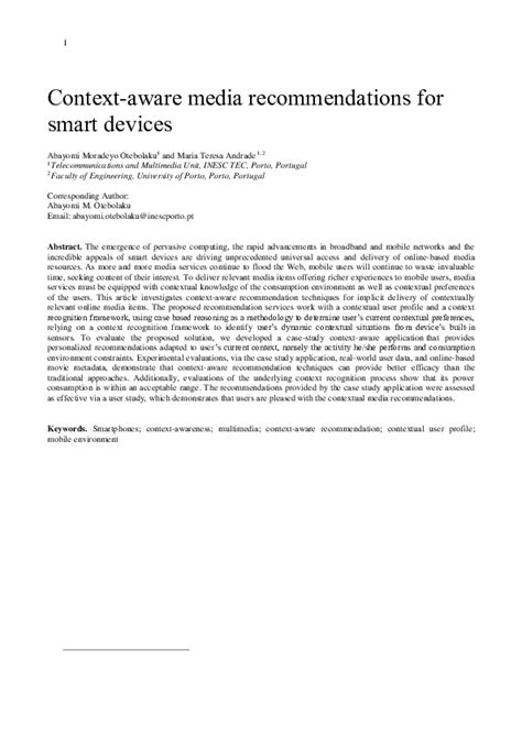 Pdf Context Aware Media Recommendations For Smart Devices