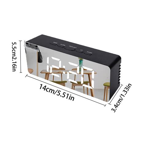 Led Digital Clock Multifunctional Mirror Style Bed Grandado