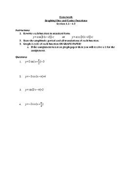 Graphing Sinusoidal Functions By Christine Braunstein TPT