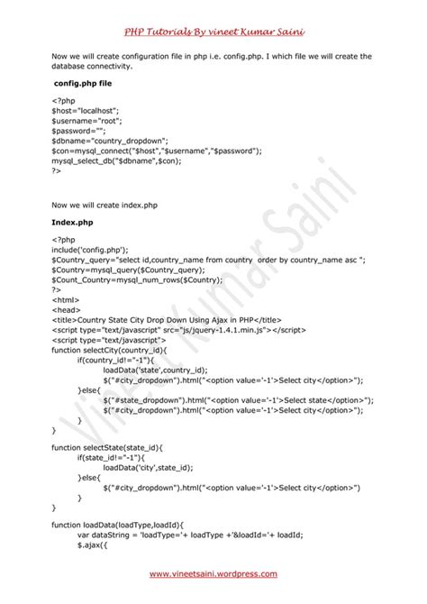 Country State City Dropdown In Php Pdf