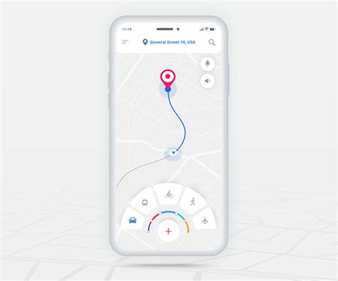 Map Gps Navigation Ux Ui Concept Smartphone Map Application And Destination Pinpoint On Screen