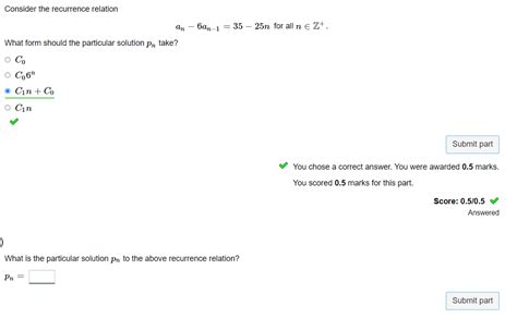 Solved Consider The Recurrence Relation An−6an−1 35−25n For