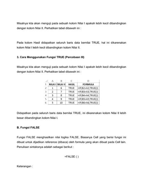Fungsi True Dan False Serta Cara Menggunakan Di Excel Pdf