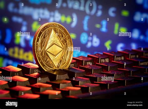 Physical Ethereum Replica Is Seen On A Computer Keyboard Photo Davor Puklavecpixsell Stock