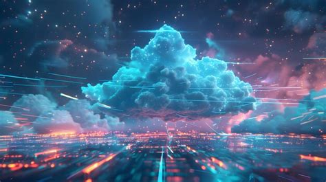 Conceptual Cloud Computing Interface Hovering Above A Digital Device Showcasing Futuristic Data