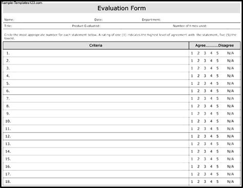Evaluation Sheet Templates Free Word Pdf Format FREE Interview