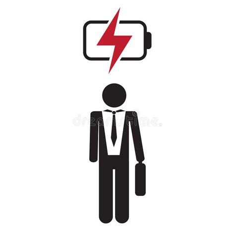 Business Man With Empty Battery Pictogram Stock Illustration Illustration Of Overwhelmed