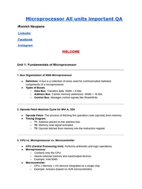 Microprocessor Important Questions Pdf Computer Data Storage Central Processing Unit
