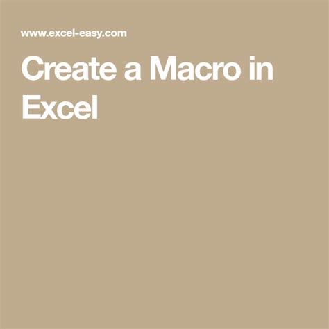 Create A Macro In Excel Macro Excel Create