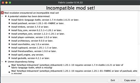 help incomplete mod set r fabricmc