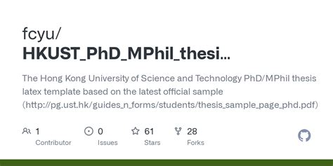 GitHub Fcyu HKUST PhD MPhil Thesis Latex The Hong Kong University Of Science And Technology
