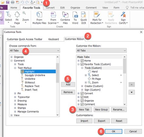 how to customize foxit pdf editor s ribbon toolbars