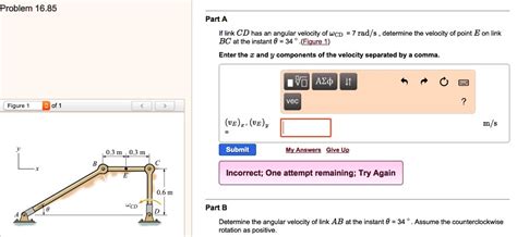 Solved Problem 1685 Part A If Link Cd Has An Angular Velocity Of Ï‰cd