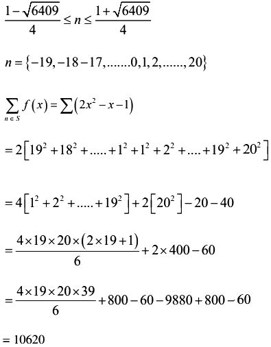 let f x 2x 2 x 1 and s {n ∈ z f n ≤ 800} sarthaks