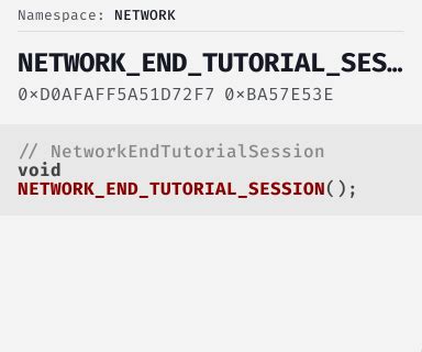 NetworkEndTutorialSession FiveM Natives Cfx Re Docs