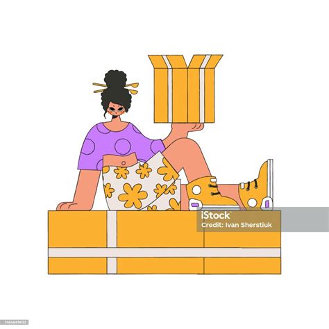 상자를 들고 있는 매력적인 여자 소포 및화물 배송 과정 이해 가상현실에 대한 스톡 벡터 아트 및 기타 이미지 가상현실 배달 배달부 Istock