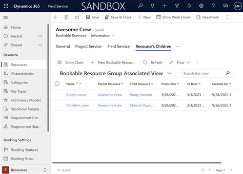 schedule work with resource crews in universal resource scheduling