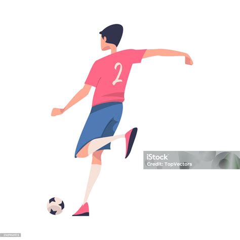 남자 축구 선수 에서 분홍색 저지 노는 축구 패스 공 벡터 일러스트 경기 스포츠에 대한 스톡 벡터 아트 및 기타 이미지 경기 스포츠 경기장 경쟁 Istock