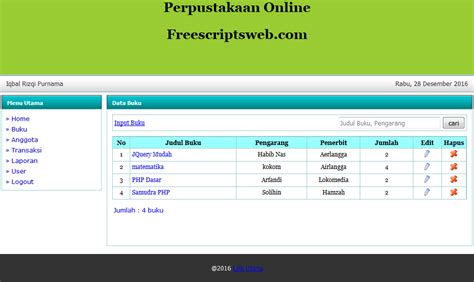 script php web perpustakaan free scripts web