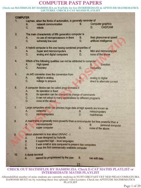 Comp Past Papers Pdf Mathematics