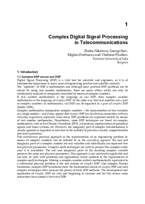 Pdf Complex Digital Signal Processing In Telecommunications