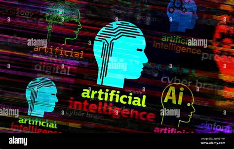 Artificial Intelligence Neural Networks Ai Symbol Technology Concept Abstract Sign On Glitch
