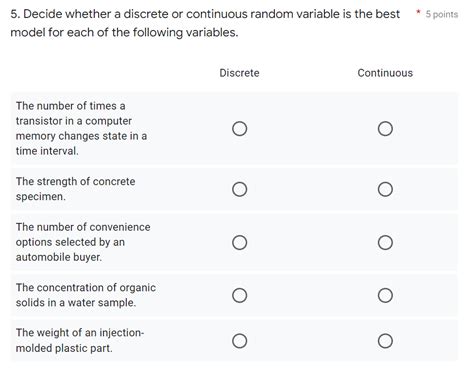 solved 5 decide whether a discrete or continuous random