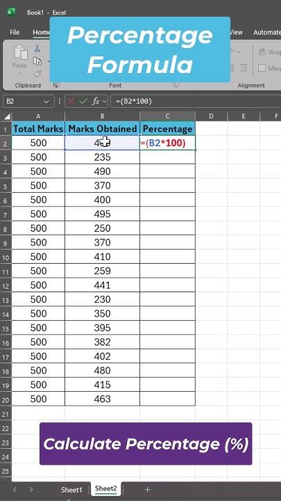 Percentage Formula Excel Spreadsheetmagic Exceltips Exceltricks Techtutorial Shorts Youtube