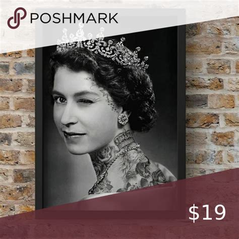 Queen Elizabeth Ii Art Tattoo Wink Premium Print Framed 11x8 5 In 2022