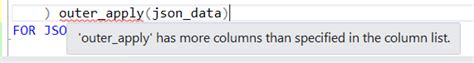 Sql Server Ssms Is Indicating That My Outer Apply Has More Columns Than Specified In The