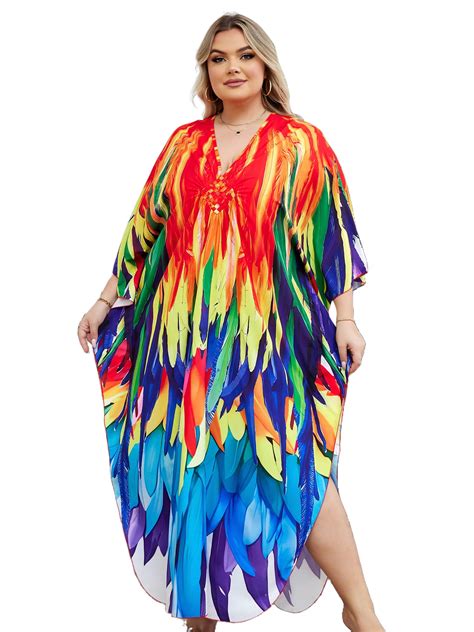 Plus Size Kaftan For Women Print Summer Caftan Loungewear Maxi Beach