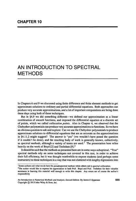 Part Ten Introduction To Numerical Analysis Chapter 10 An Introduction To Spectral